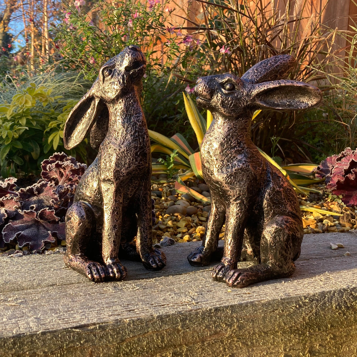 Medium Bronze Moon-Gazing Hares Ornament Set – Backyard Bliss